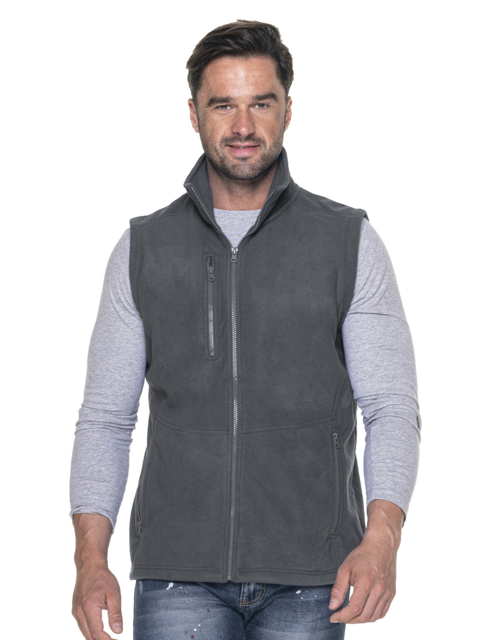 Promostars Men`s Vest VERSO GRAY DTF print embroidery silkscreen logo